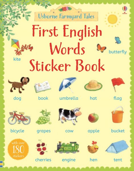 First English words sticker book, nálepkový zošit