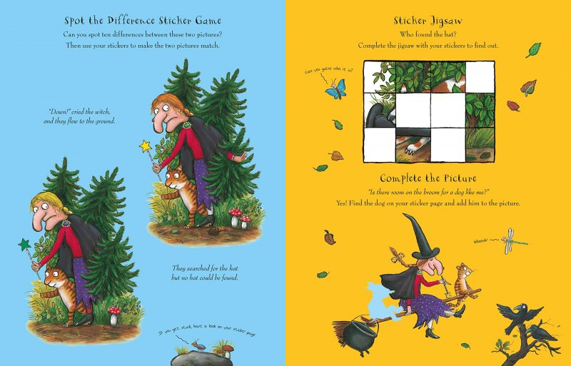 kniha Room on the Broom Sticker Book, nálepkový zošit s aktivitami