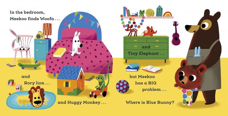 kniha Meekoo and the Bedtime Bunny, anglická kniha - leporelo