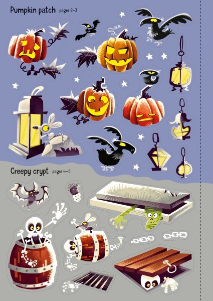 anglicka kniha Usborne Sparkly Halloween Sticker Book, nálepkový zošit